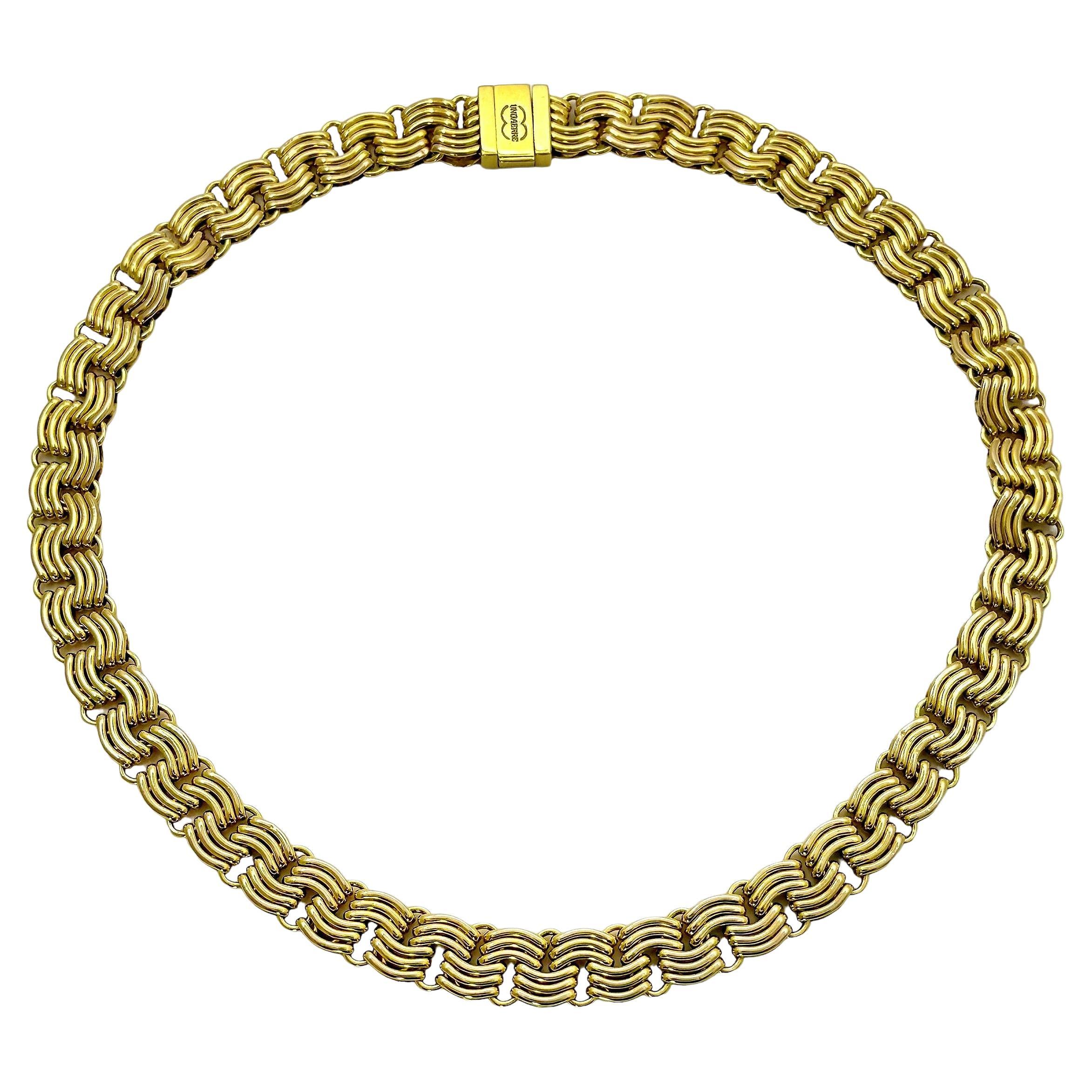 18 Karat Yellow Gold Fancy Modified Rope UnoAErre Chain Necklace For ...