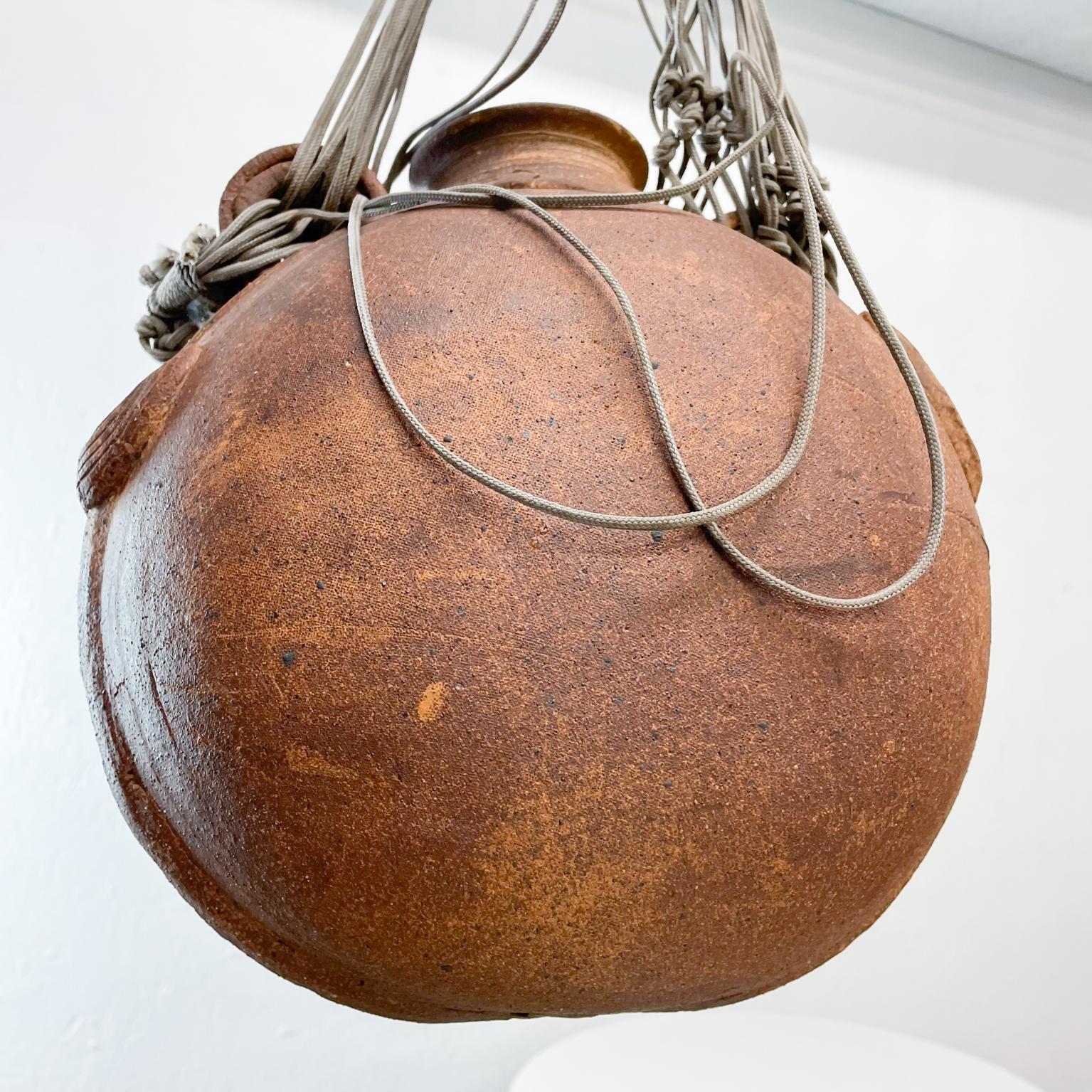 1960s Vintage Hanging Pottery Decorative Jug Styled Canteen on Rope For ...