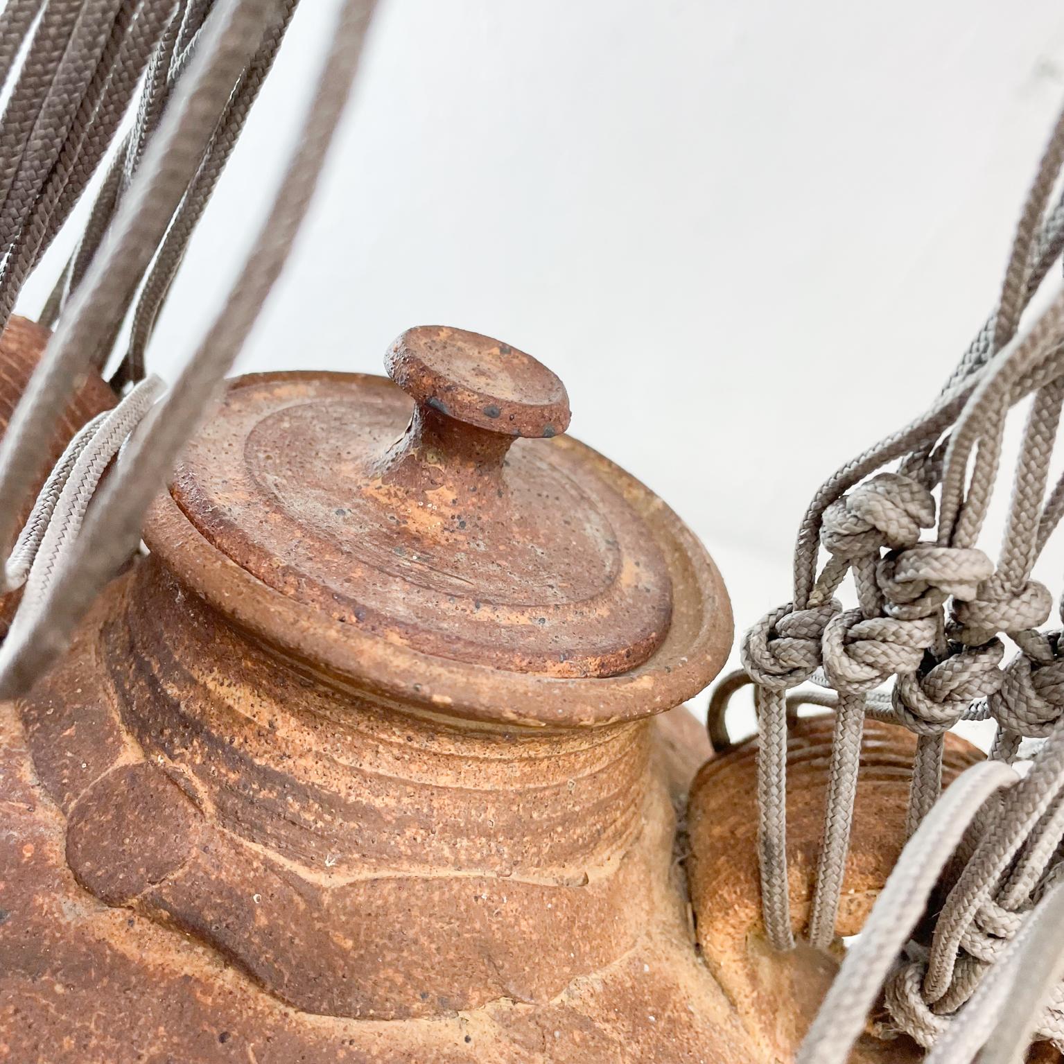 1960s Vintage Hanging Pottery Decorative Jug Styled Canteen on Rope For ...