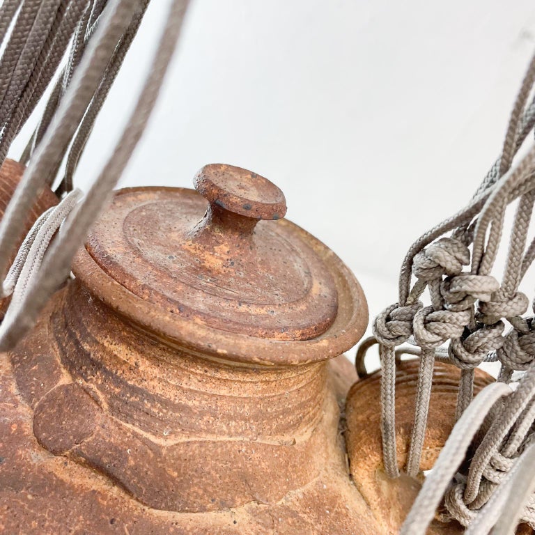 1960s Vintage Hanging Pottery Decorative Jug Styled Canteen on Rope For ...