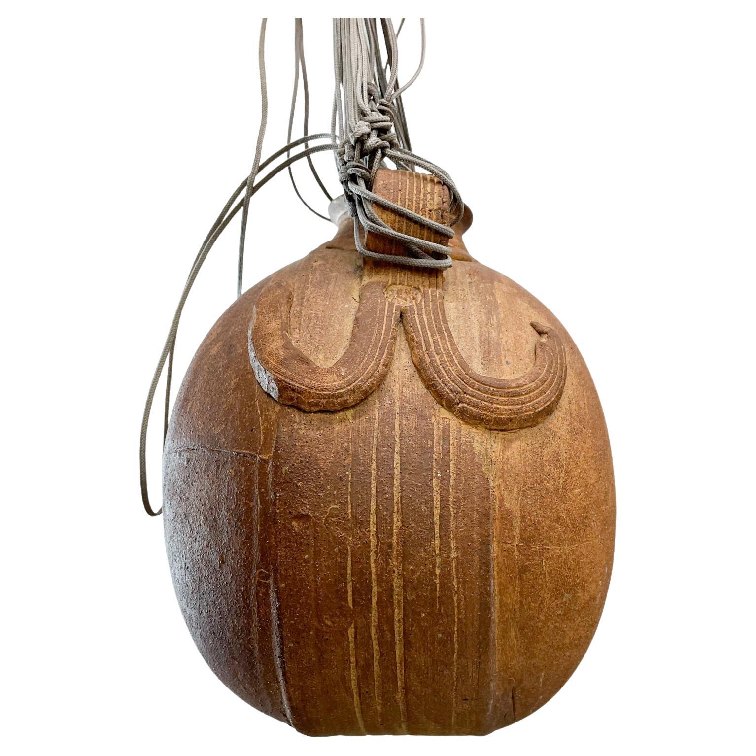 1960s Vintage Hanging Pottery Decorative Jug Styled Canteen on Rope For ...