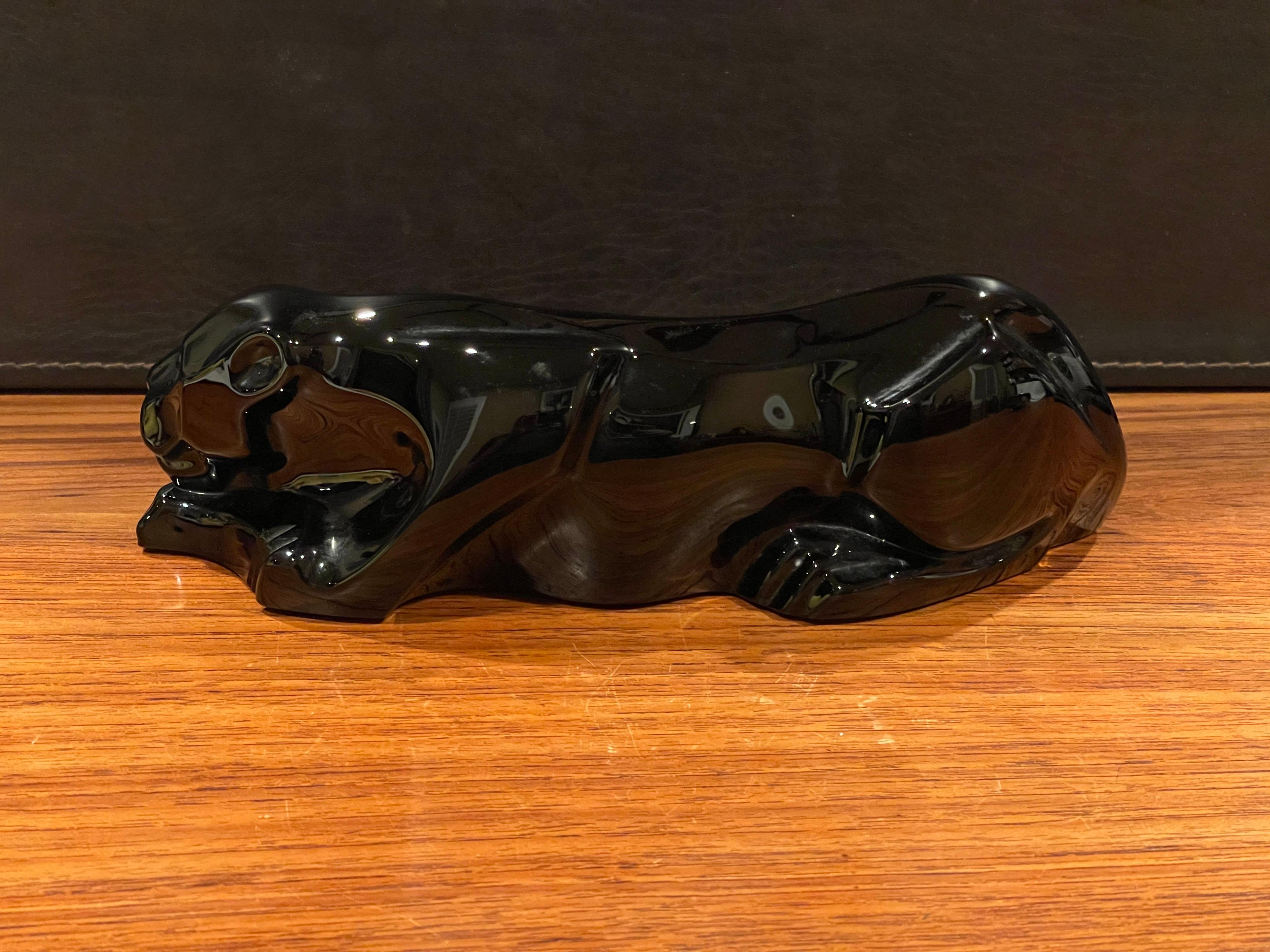 Stylized Black Crystal Panther / Jaguar Sculpture by Baccarat at ...