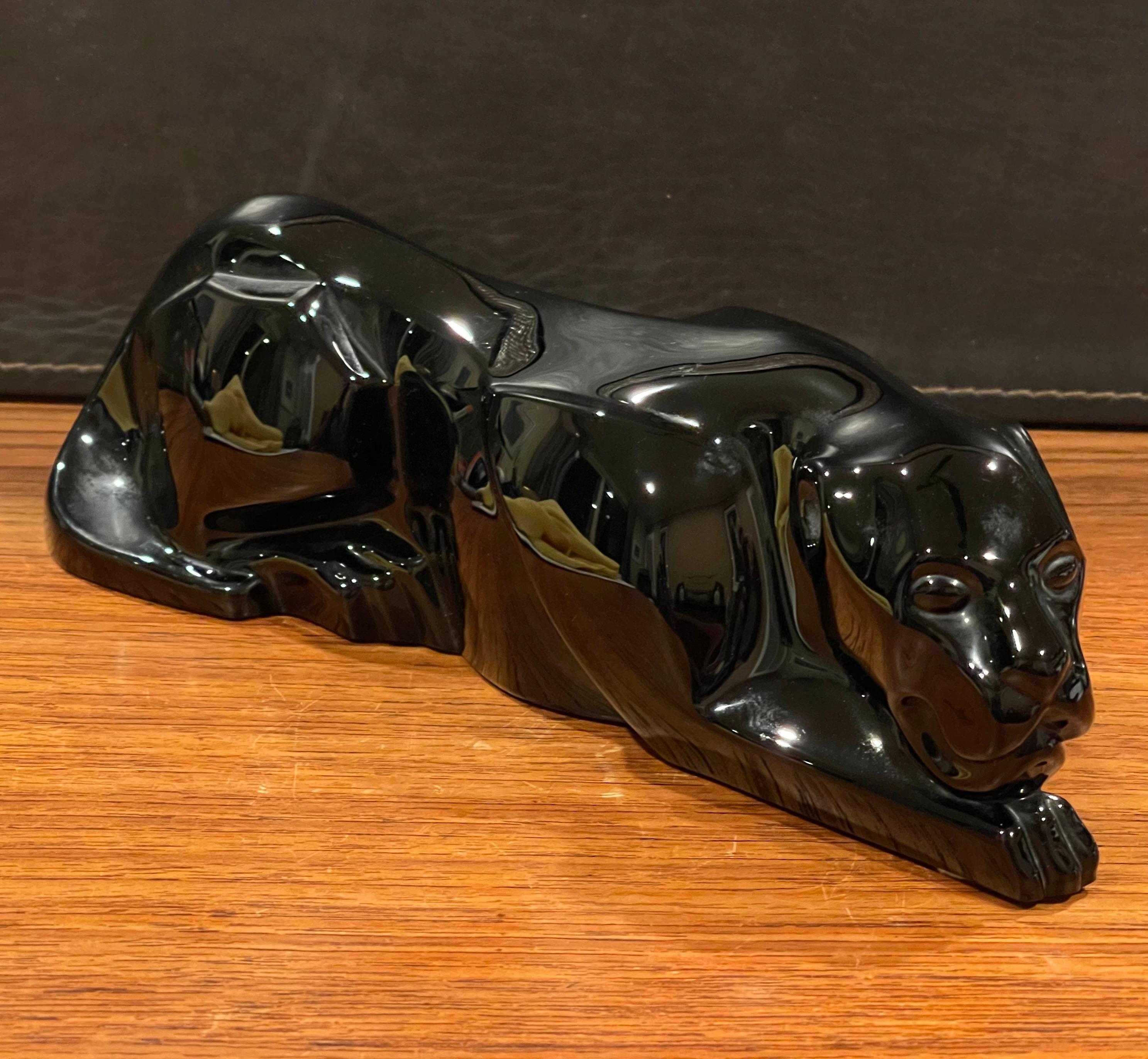 Stylized Black Crystal Panther / Jaguar Sculpture by Baccarat at ...