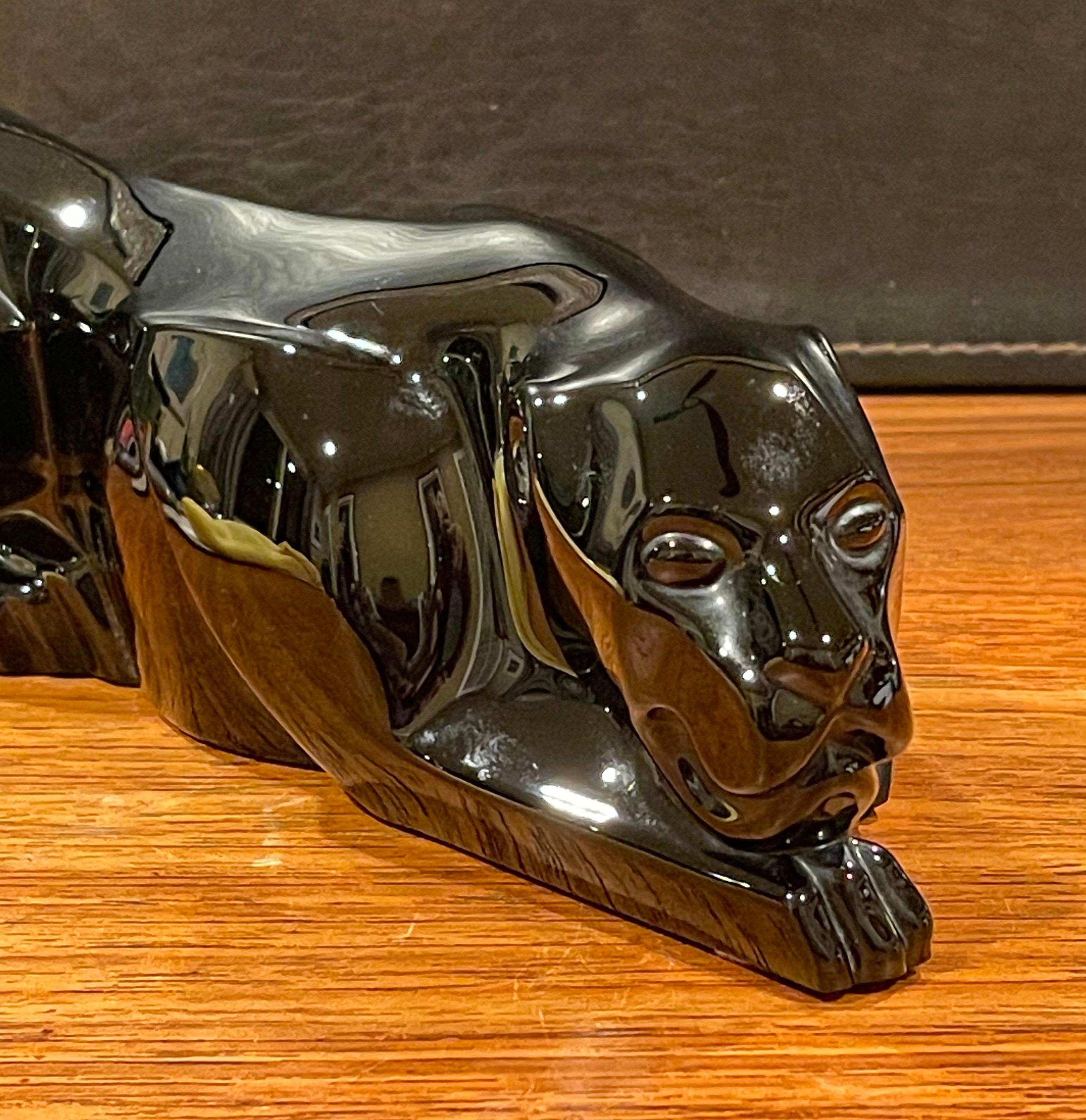 Stylized Black Crystal Panther / Jaguar Sculpture by Baccarat at ...