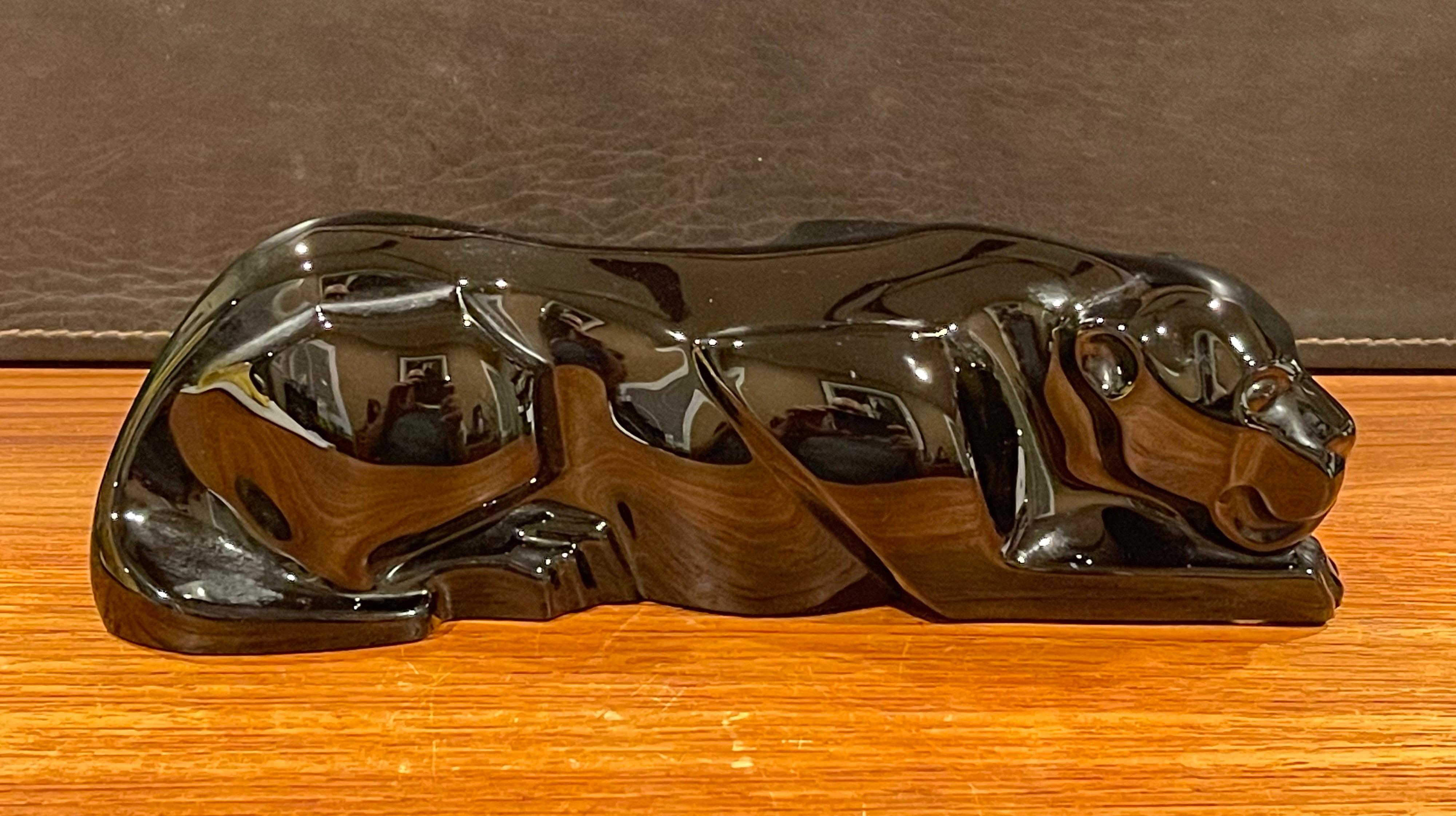 Stylized Black Crystal Panther / Jaguar Sculpture by Baccarat at ...