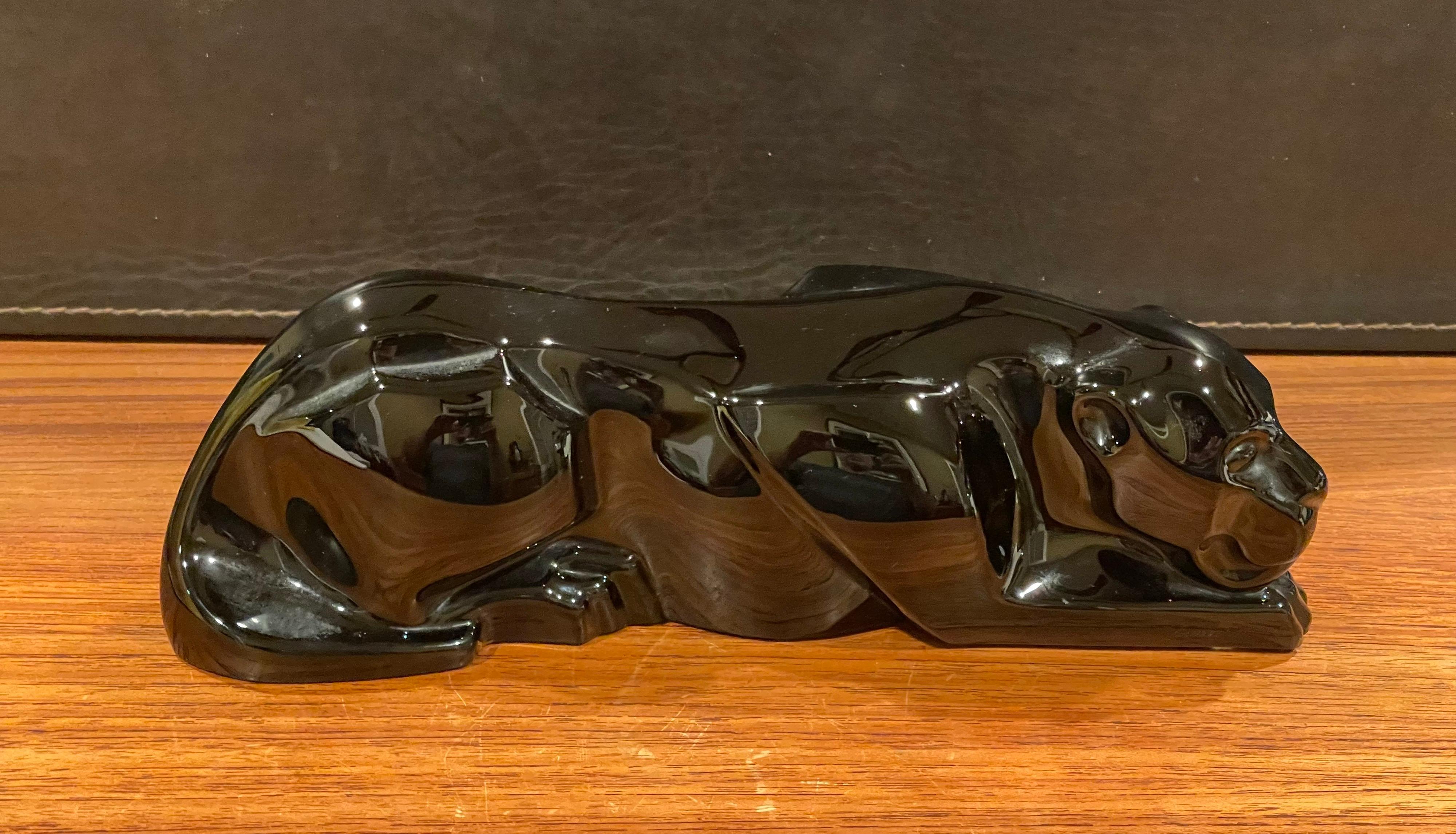 Stylized Black Crystal Panther / Jaguar Sculpture by Baccarat at ...