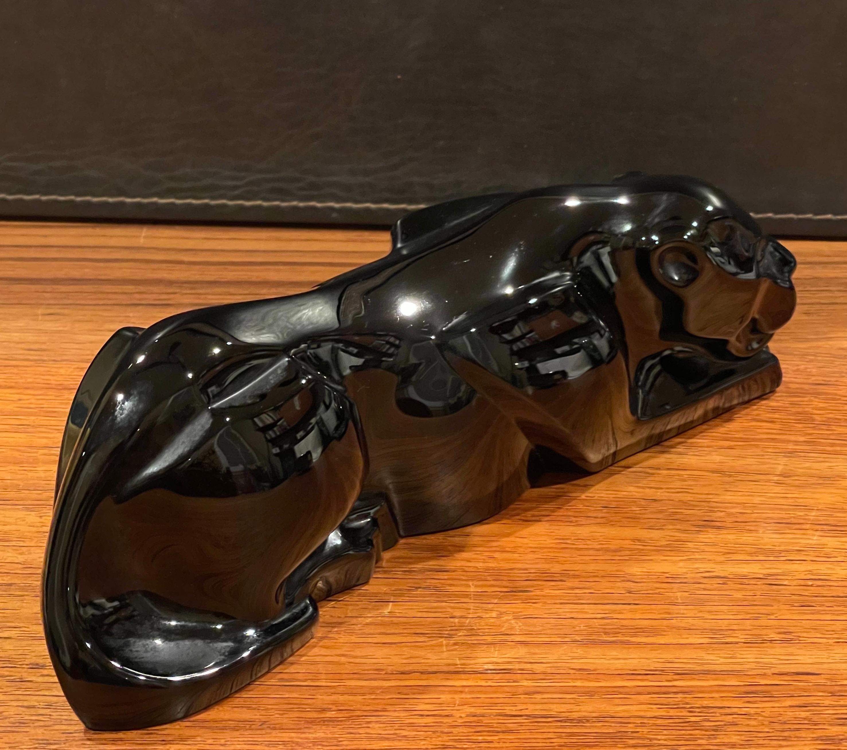 Stylized Black Crystal Panther / Jaguar Sculpture by Baccarat at ...
