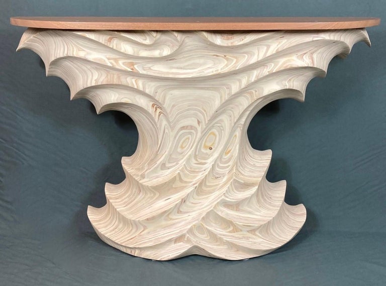 Stylized Carved Organic Modern Console Table For Sale at 1stDibs