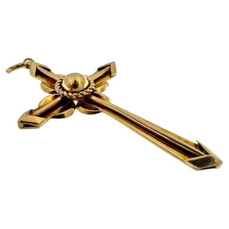 Stylized Celtic Cross with Sword-Shaped Endings 18 Karat Yellow Gold ...