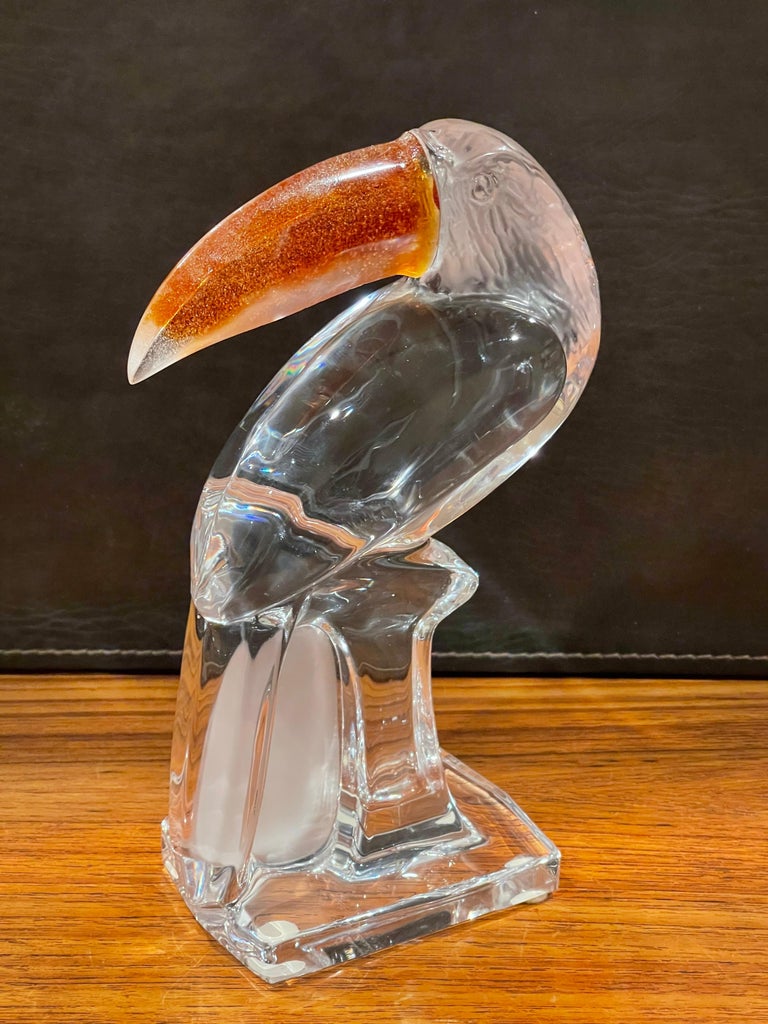 Stylized Crystal Toucan Sculpture by Daum, France at 1stDibs