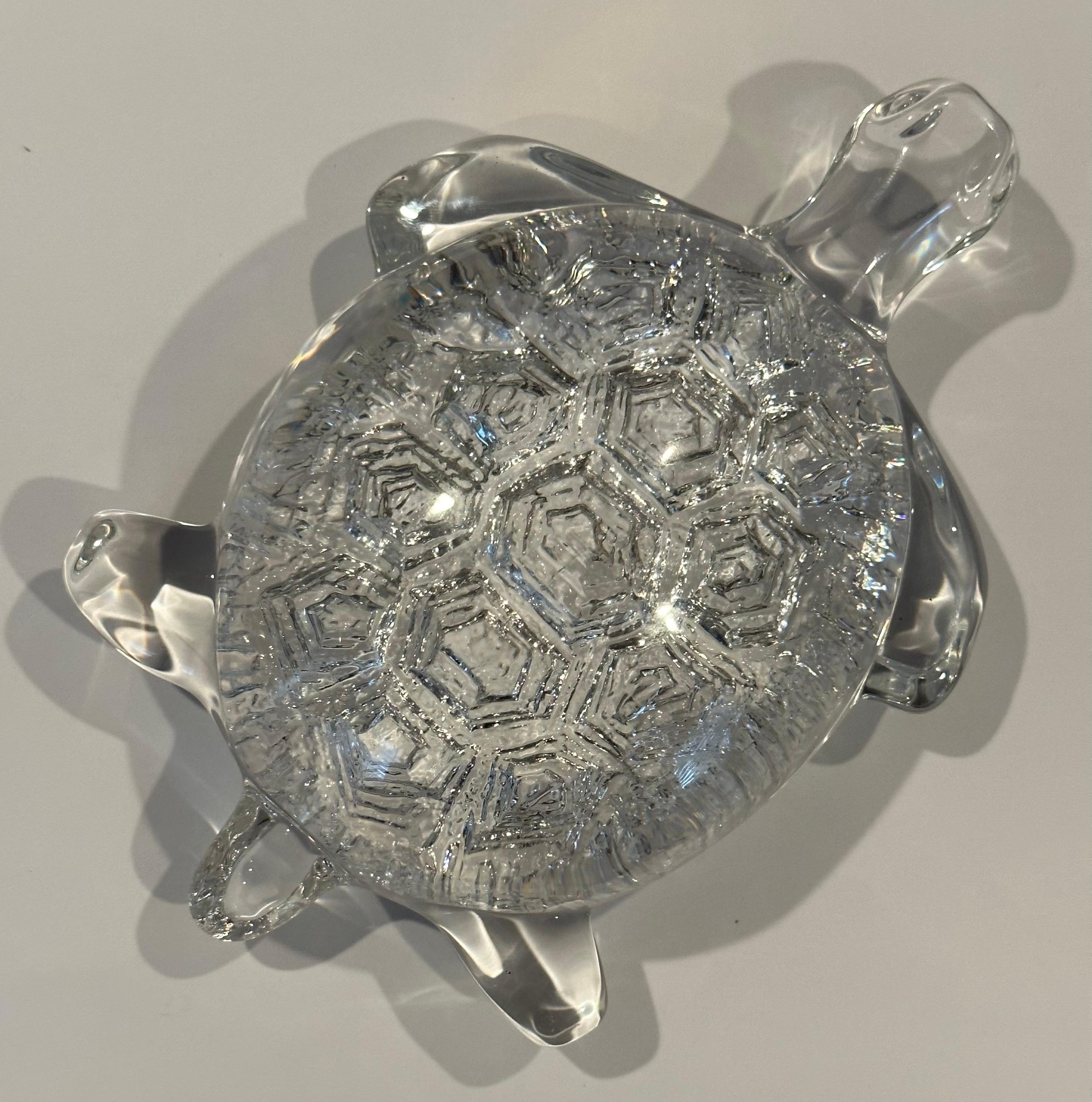 Stylized Crystal Turtle Sculpture / Paperweight by Daum France at 1stDibs
