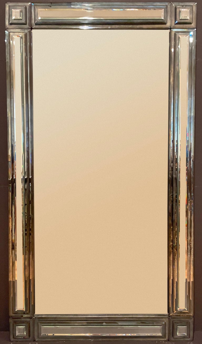 Stylized Geometric Modern Beveled Paneled Mirror For Sale at 1stDibs