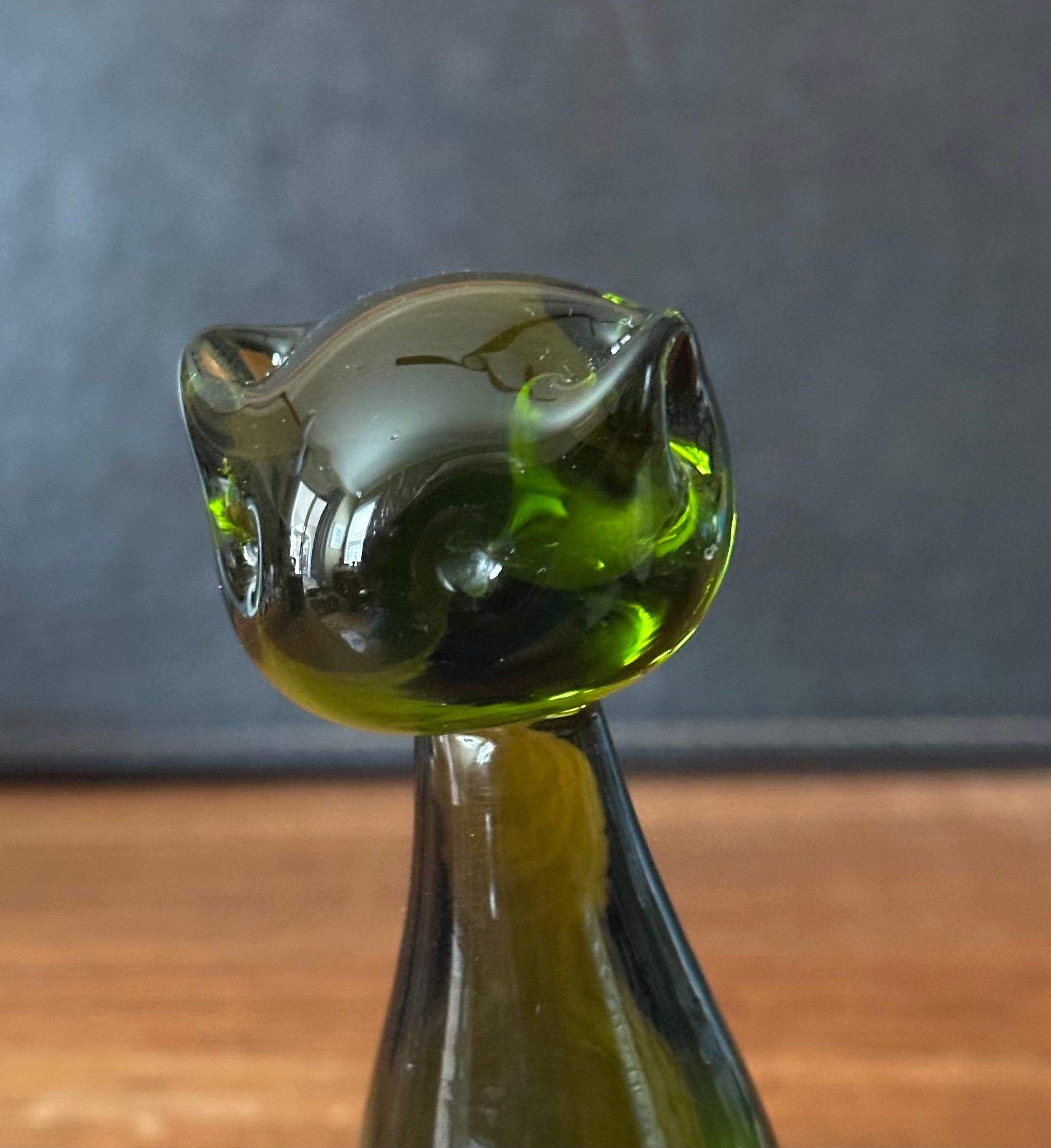 Stylized Green Art Glass Cat Sculpture / Paperweight by Murano Glass ...