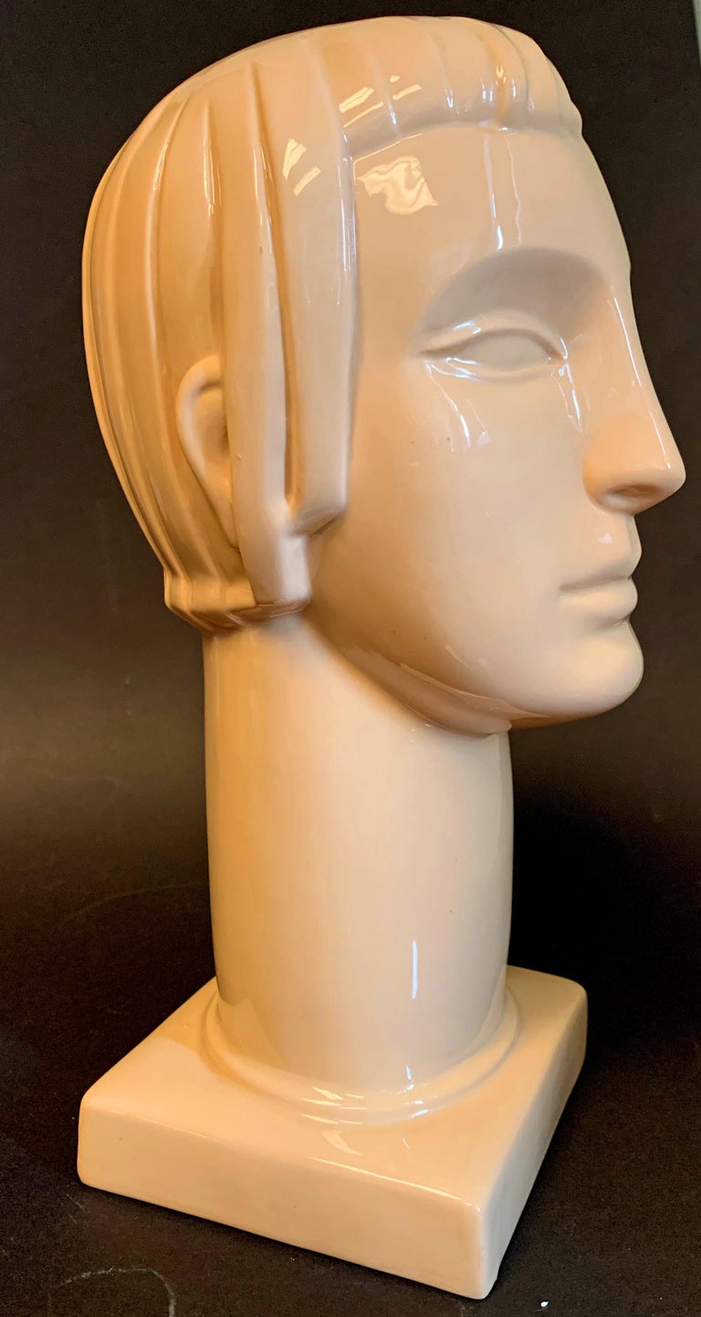 "Stylized Heads," Rare Pair of High Style Male and Female Art Deco ...