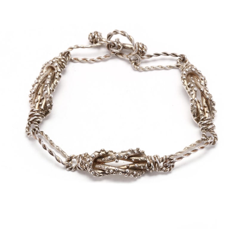 Stylized Knot Link Bracelet, Sterling Silver For Sale at 1stDibs