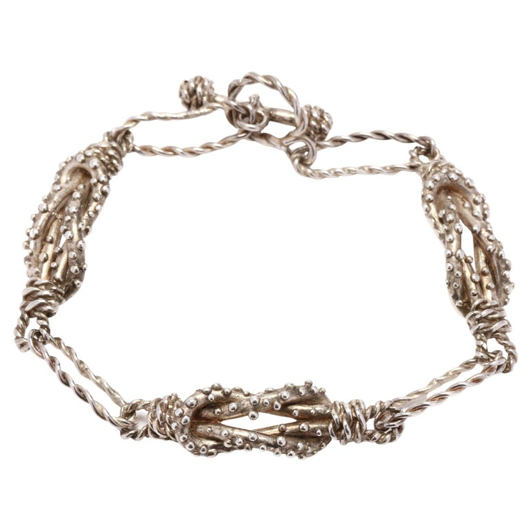 Stylized Knot Link Bracelet, Sterling Silver For Sale at 1stDibs