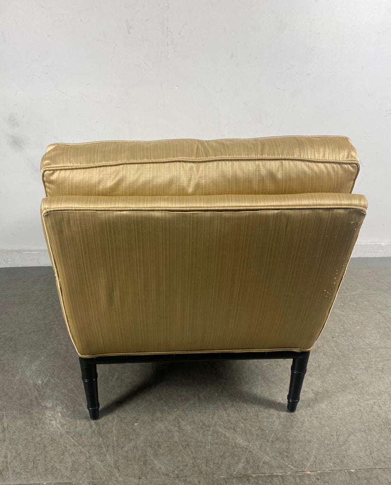 Stylized Lounge Chair by Baker,,Faux Bamboo,,Silk, Down Filled For Sale ...