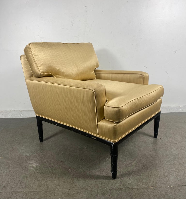 Stylized Lounge Chair by Baker,,Faux Bamboo,,Silk, Down Filled For Sale ...
