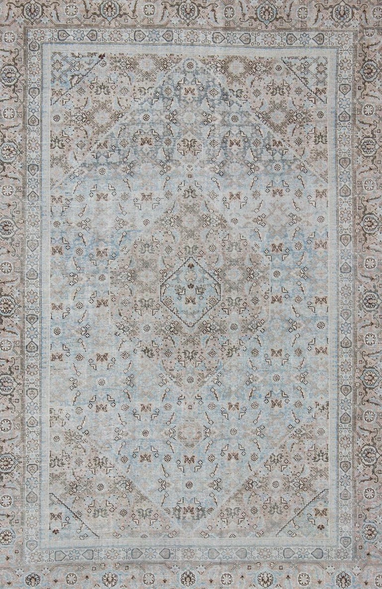 Stylized Persian Antique Tabriz Rug with Medallion Design and Muted ...