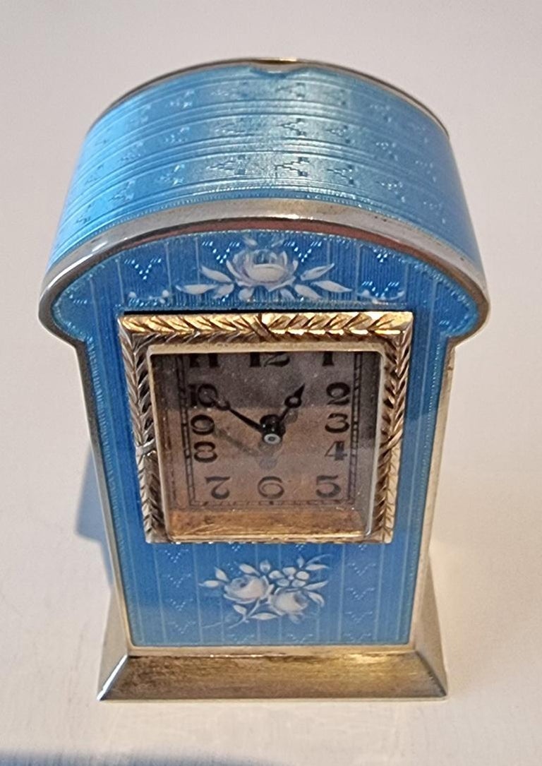Sub Miniature Silver Gilt and Blue Guilloche Enamel Carriage Clock by ...