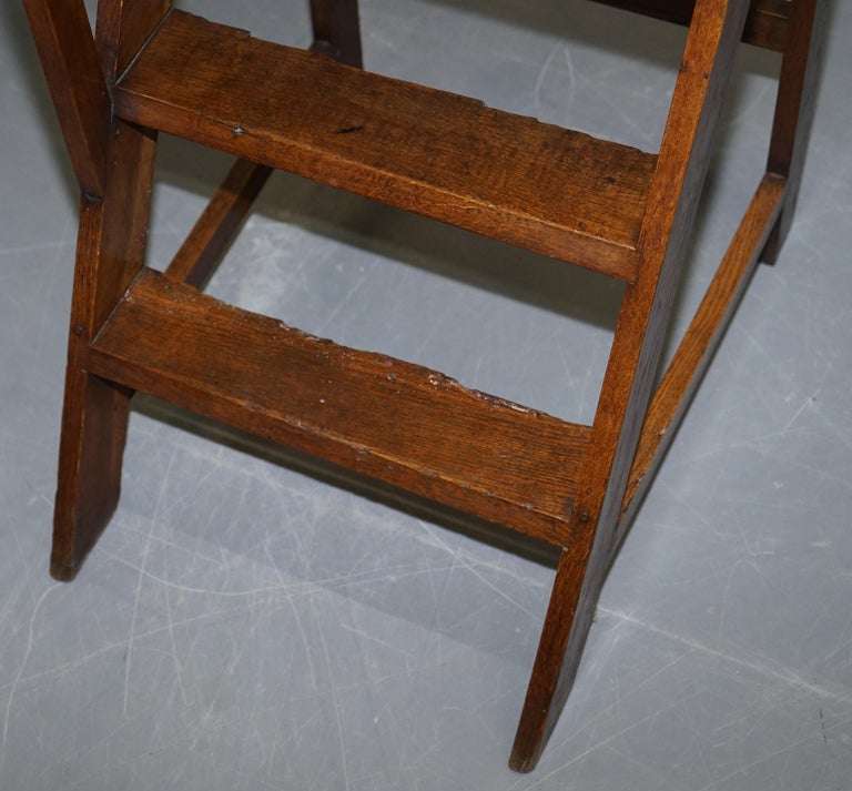 Sublime Tall Victorian English Oak Antique Library Steps Exquisite ...