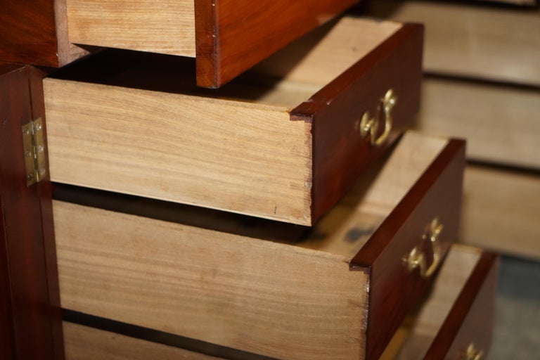 Sublime Antique Hardwood Pedestal Desk with Green Leather Writing Slope ...