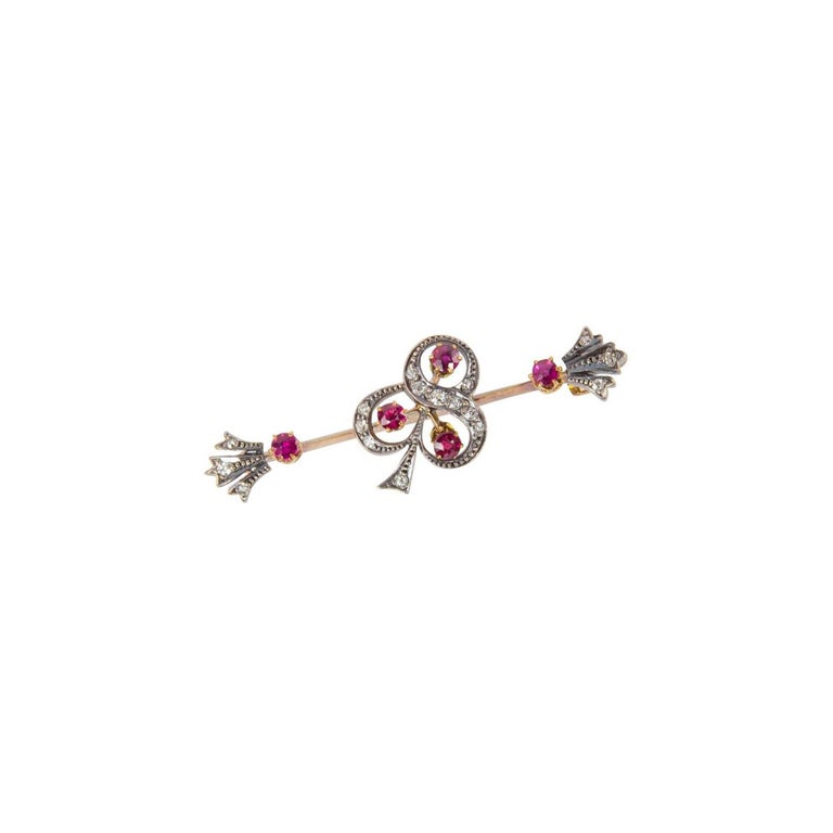 Sublime Antique Ruby and Diamond Gold Bar Pin Brooch Estate Fine ...