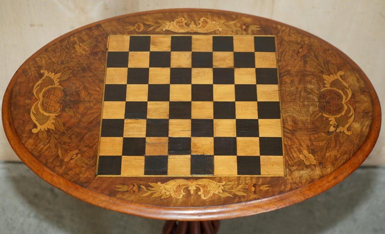 Sublime Antique Victorian 1880 Tilt Top Chess Games Table with ...