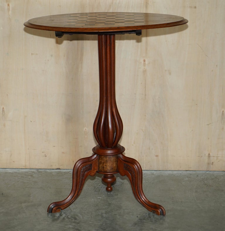 Sublime Antique Victorian 1880 Tilt Top Chess Games Table with ...