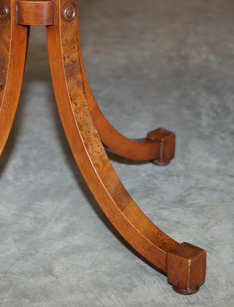 Sublime Burr Walnut and Flamed Hardwood Hexagon Side Table with Curved ...