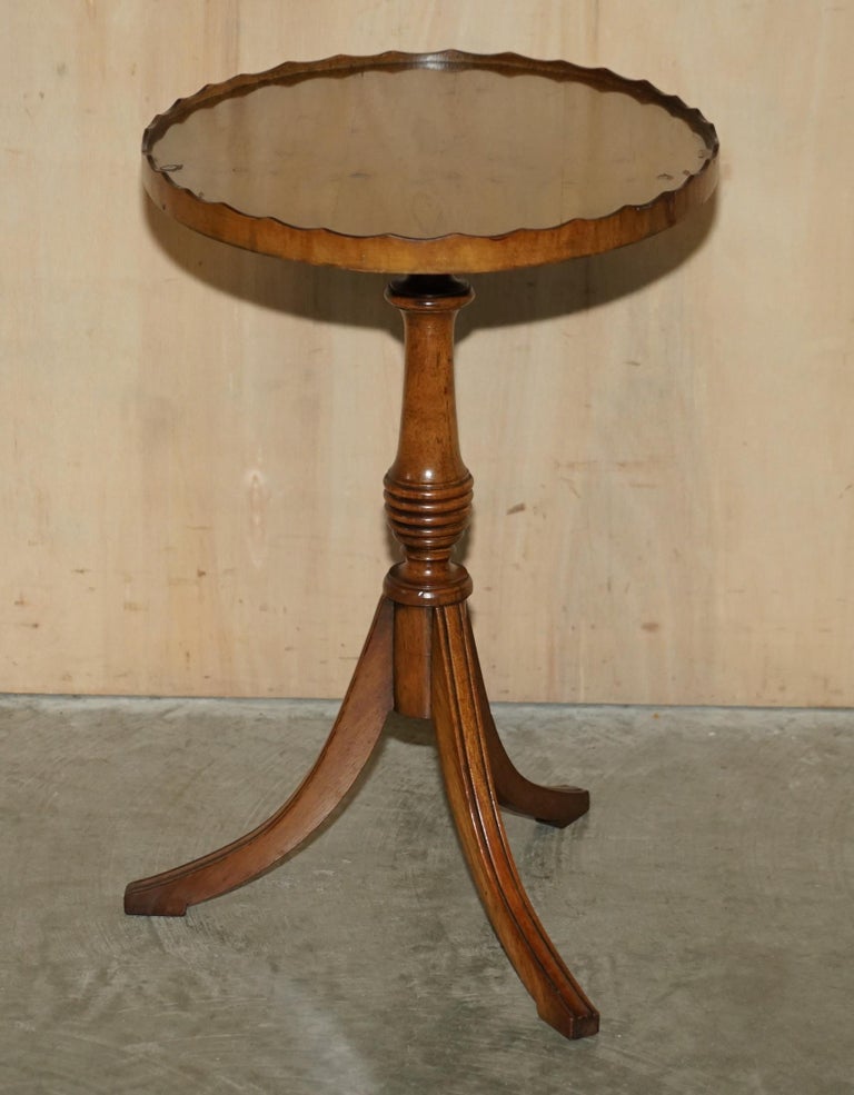 Sublime Burr Yew Wood Side End Lamp Table with Hand Carved Gallery Rail ...