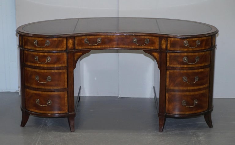 Sublime Crotch Hardwood and Walnut with Brown Leather Gold Leaf Top ...