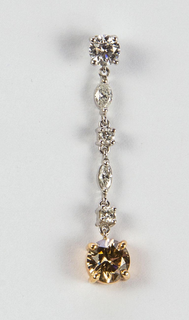 Estate Diamond Drop Gold Heirloom Quality Drop Earrings For Sale at ...