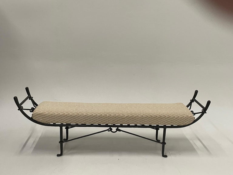 Sublime Giacometti Style Hand Wrought Iron Elongated Bench with Custom ...