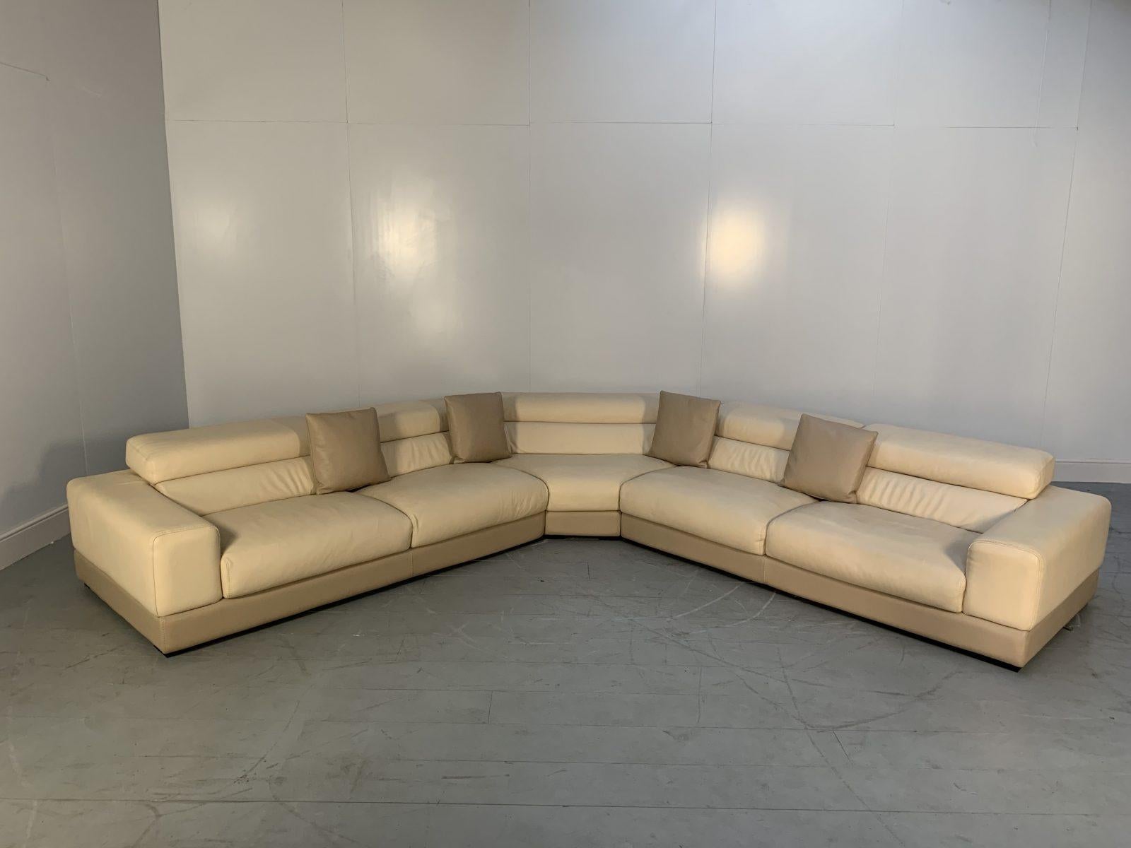 Sublime Huge Roche Bobois “Movement” L-Shape Sectional Sofa in Ivory ...