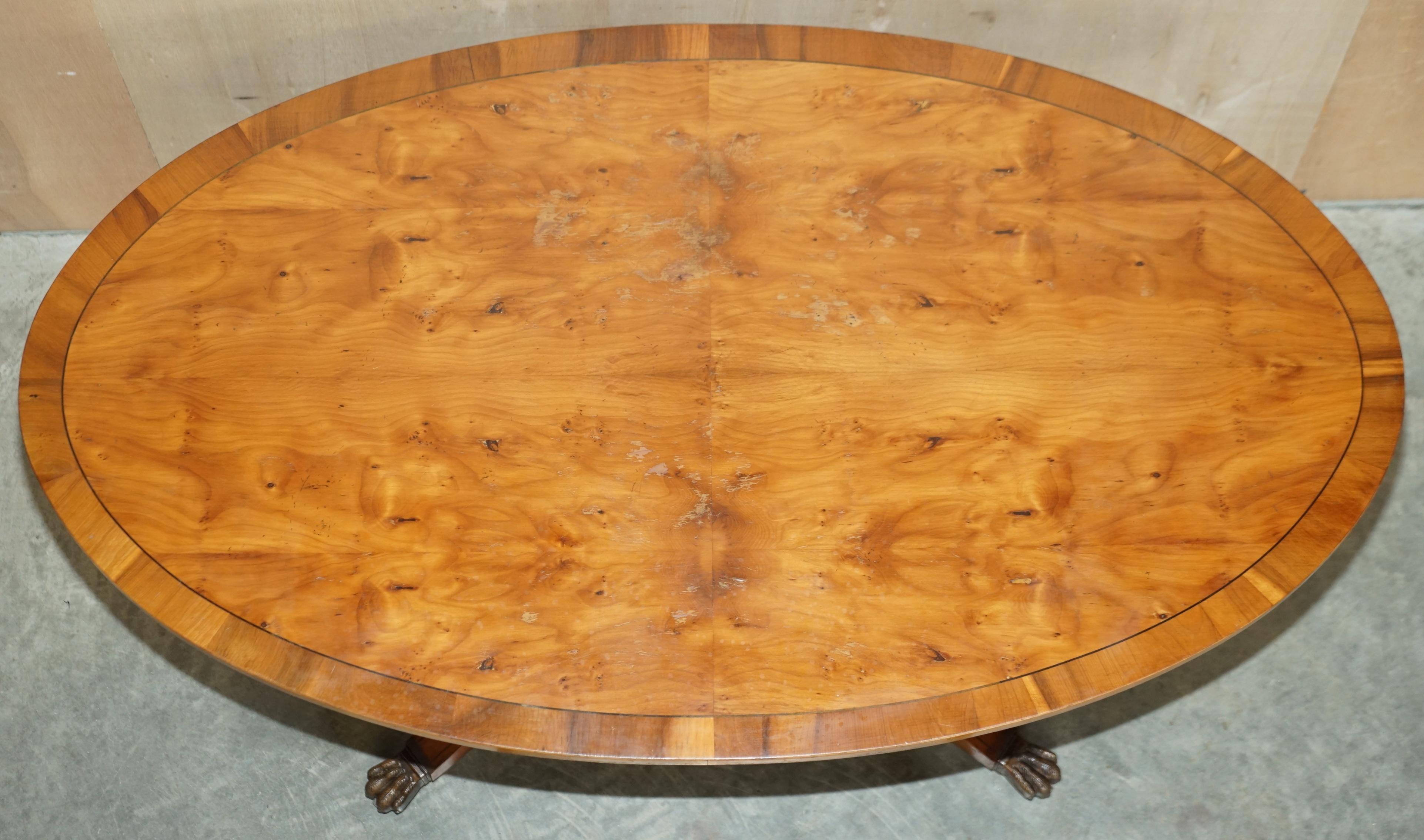 Sublime Vintage Bevan Funnell Oval Burr Yew Wood Coffee Table with ...