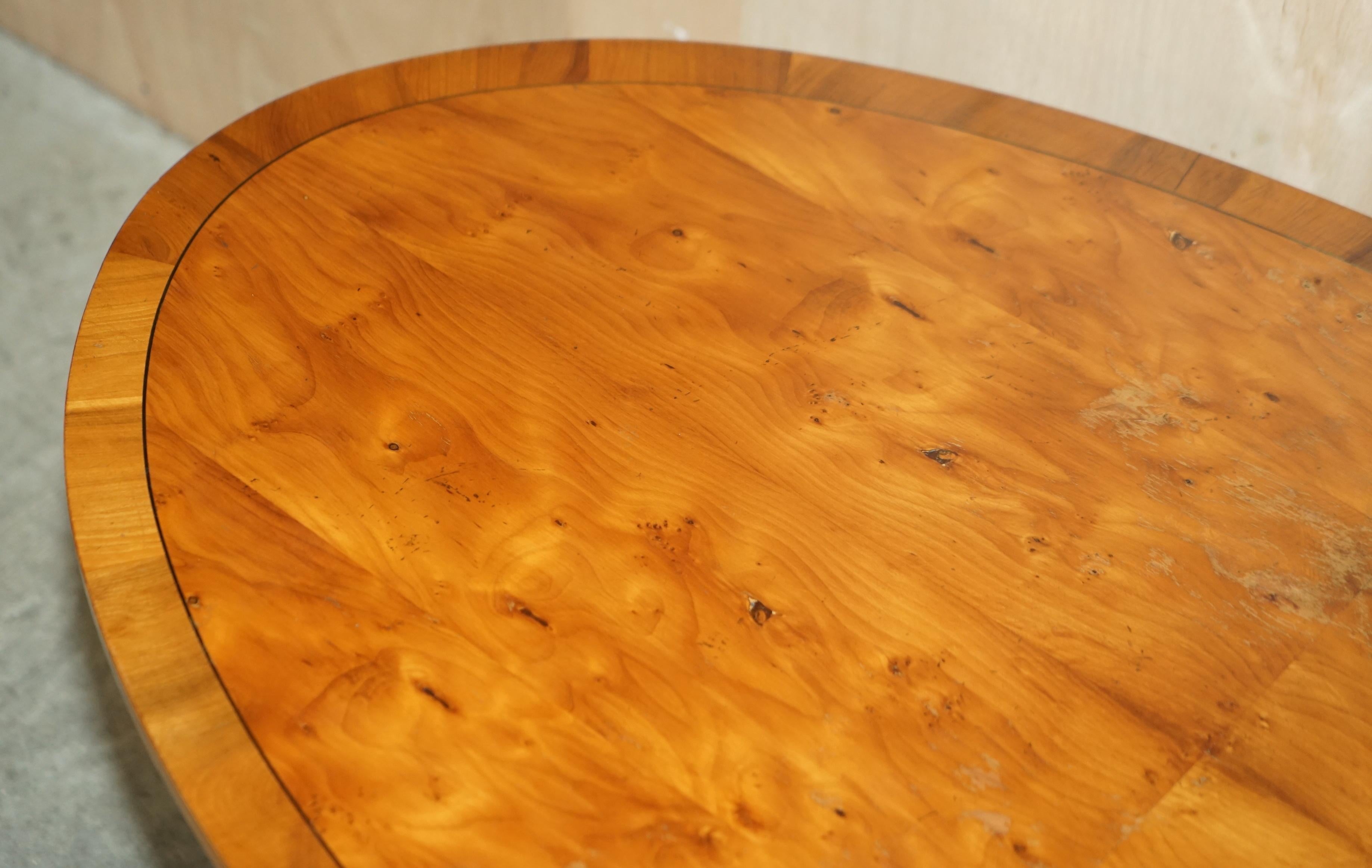 Sublime Vintage Bevan Funnell Oval Burr Yew Wood Coffee Table with ...
