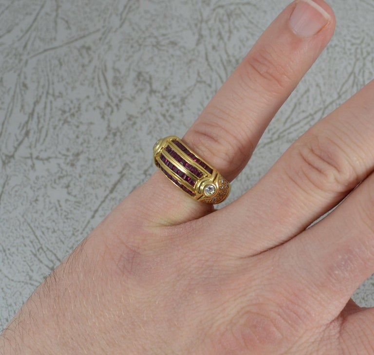 Substantial 18ct Gold Ruby and Diamond Cluster Ring at 1stDibs