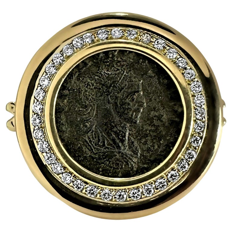 Substantial 18K Yellow Gold, Ancient Roman Coin and Diamond, Unisex ...