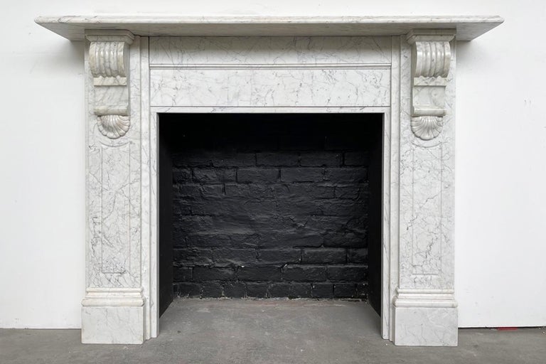 Substantial 19th-century Victorian corbelled Carrara marble fireplace ...