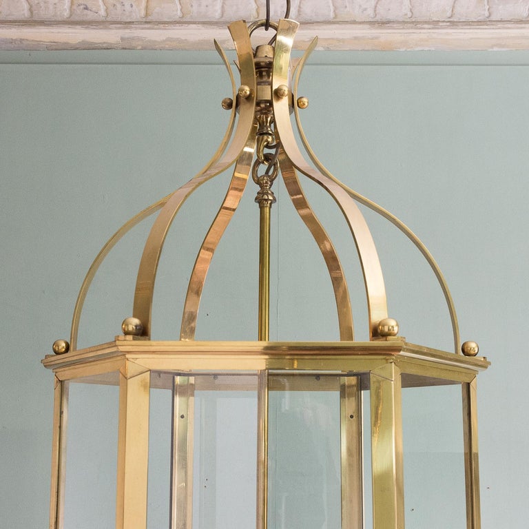 Substantial Brass Hexagonal Regency Style Hall Lantern at 1stDibs
