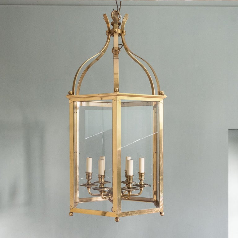 Substantial Brass Hexagonal Regency Style Hall Lantern at 1stDibs