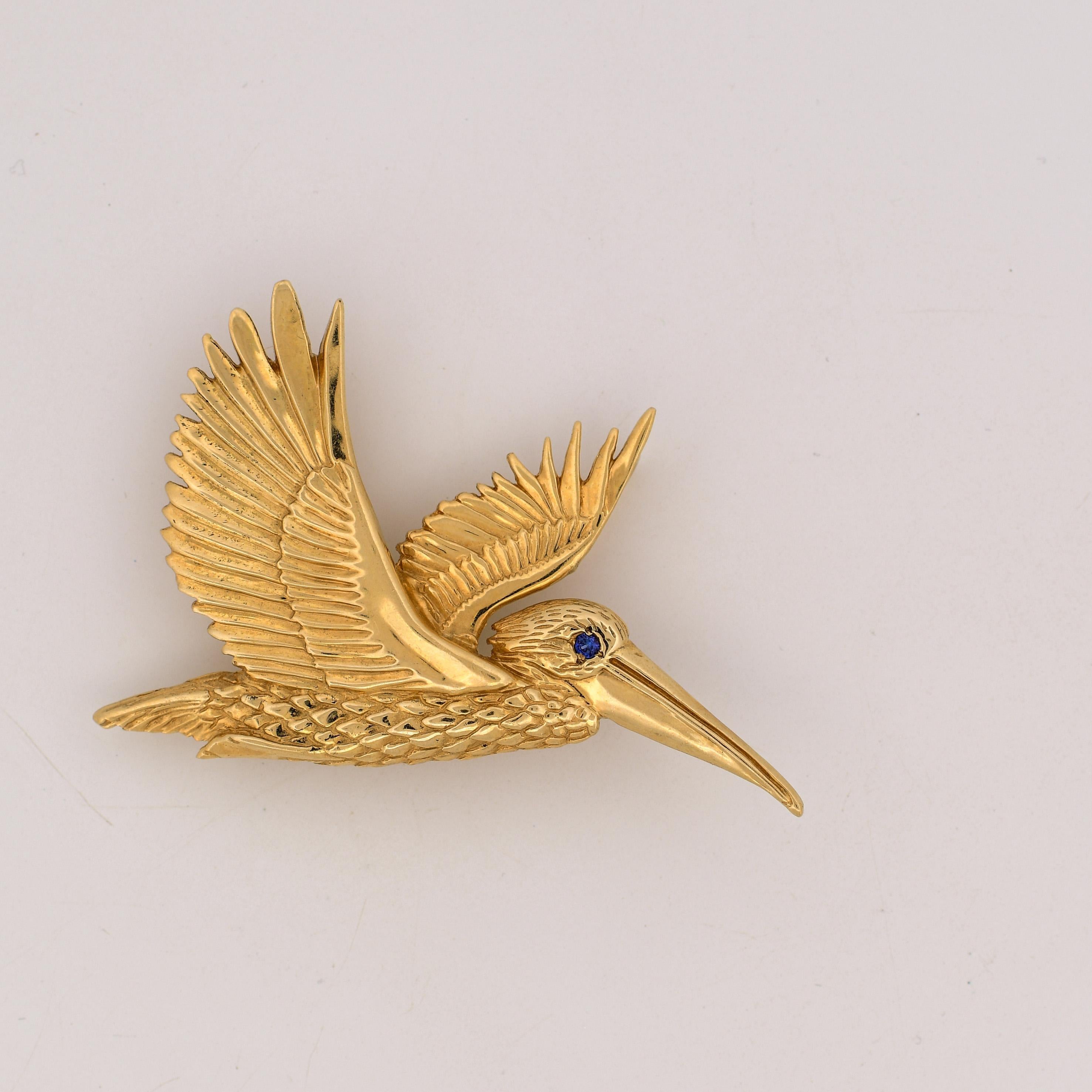 Substantial Custom Pelican Slide Pendant in 14K Gold With Sapphire For ...