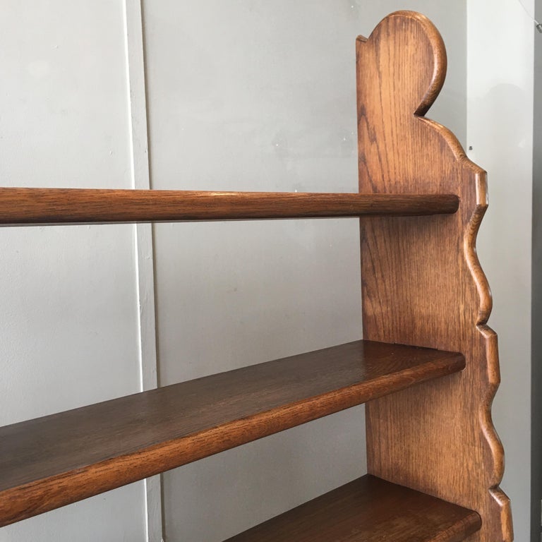 Substantial English Oak Waterfall Bookcase For Sale at 1stDibs