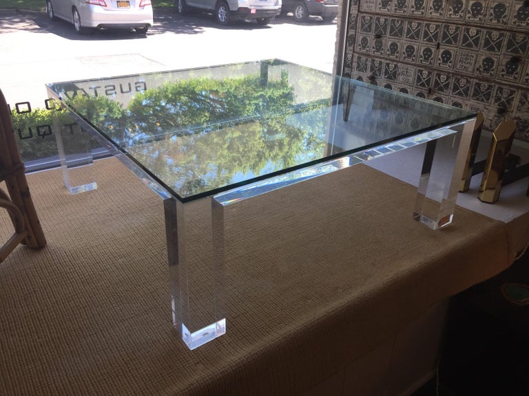 Substantial Heavy Acrylic and Glass Cocktail Table For Sale at 1stDibs