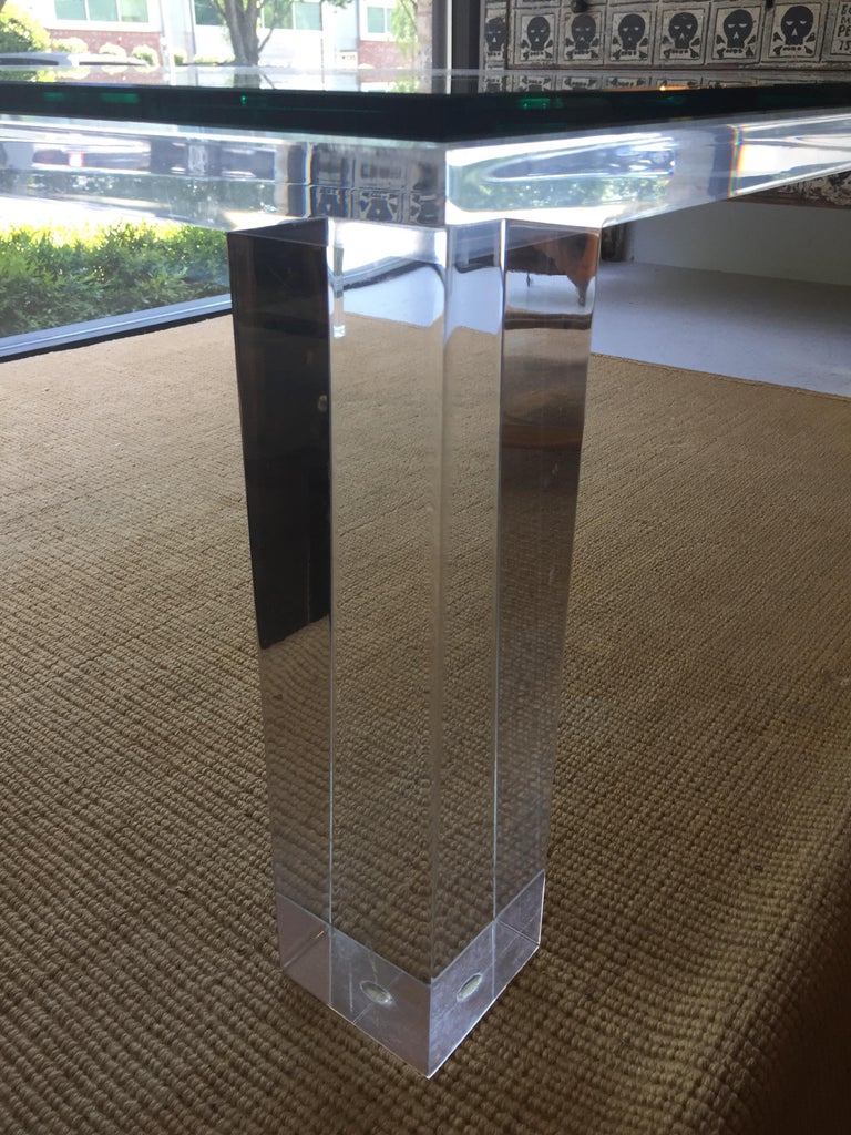 Substantial Heavy Acrylic and Glass Cocktail Table For Sale at 1stDibs