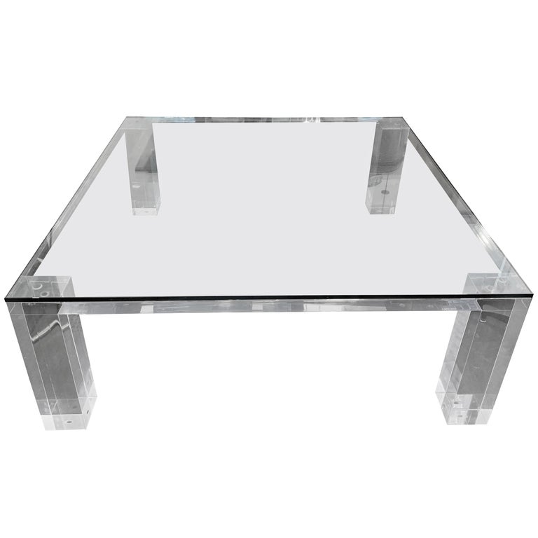 Substantial Heavy Acrylic and Glass Cocktail Table For Sale at 1stDibs