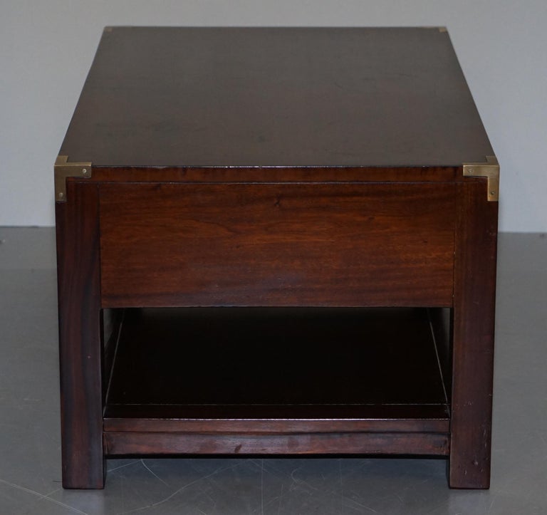 Substantial Military Campaign Style Hardwood and Brass Coffee Table ...