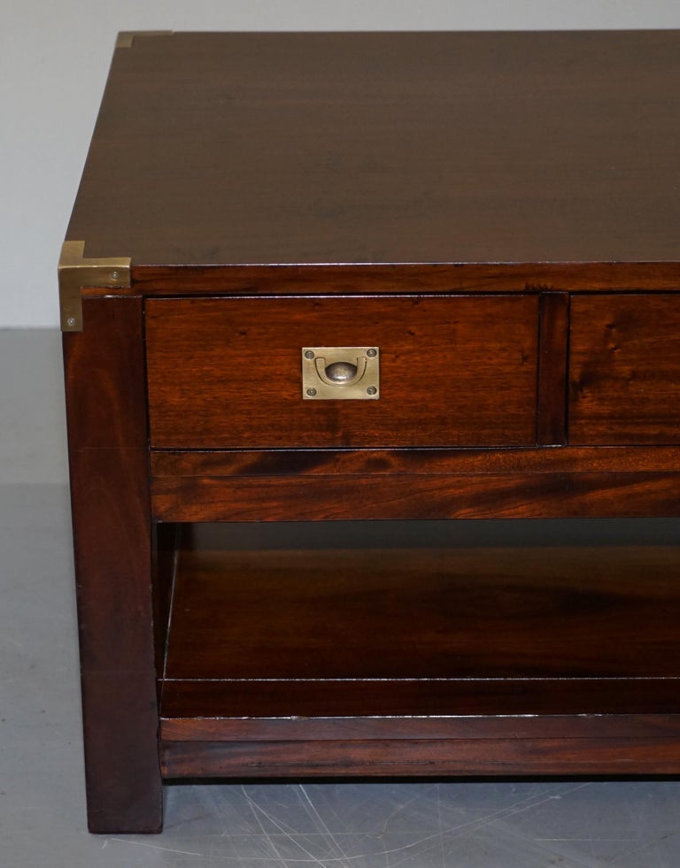 Substantial Military Campaign Style Hardwood and Brass Coffee Table ...