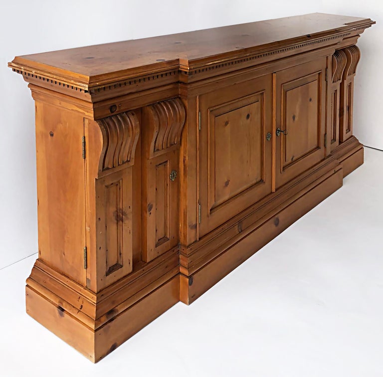 Substantial Shallow Antique Style Pine Sideboard Buffet For Sale at 1stDibs